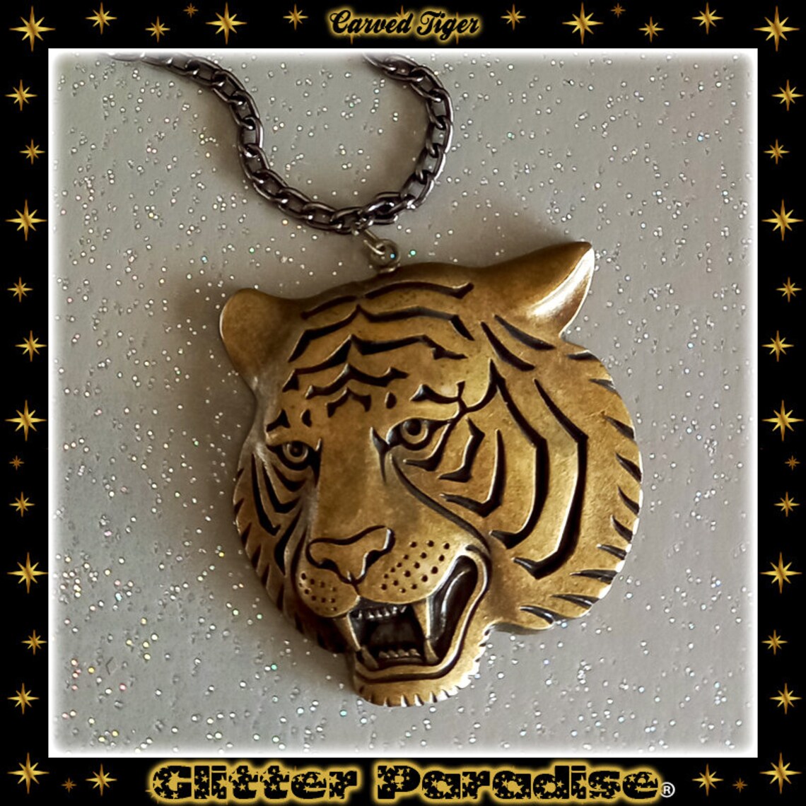 Carved Tiger Bronze Effect - Brooch - Tiger Brooch - Tiger King - Year ...