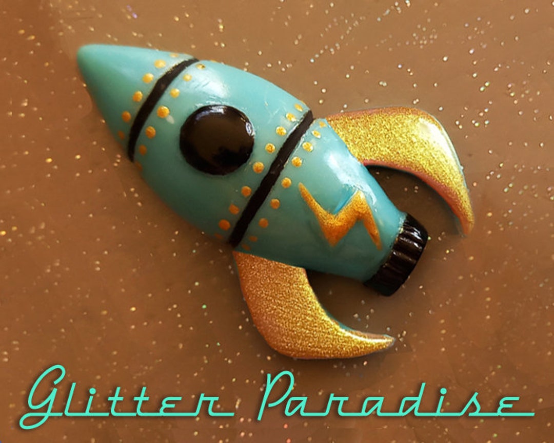 Retro Rocket Ship Brooch Retro Futurism Rocket Space - Etsy