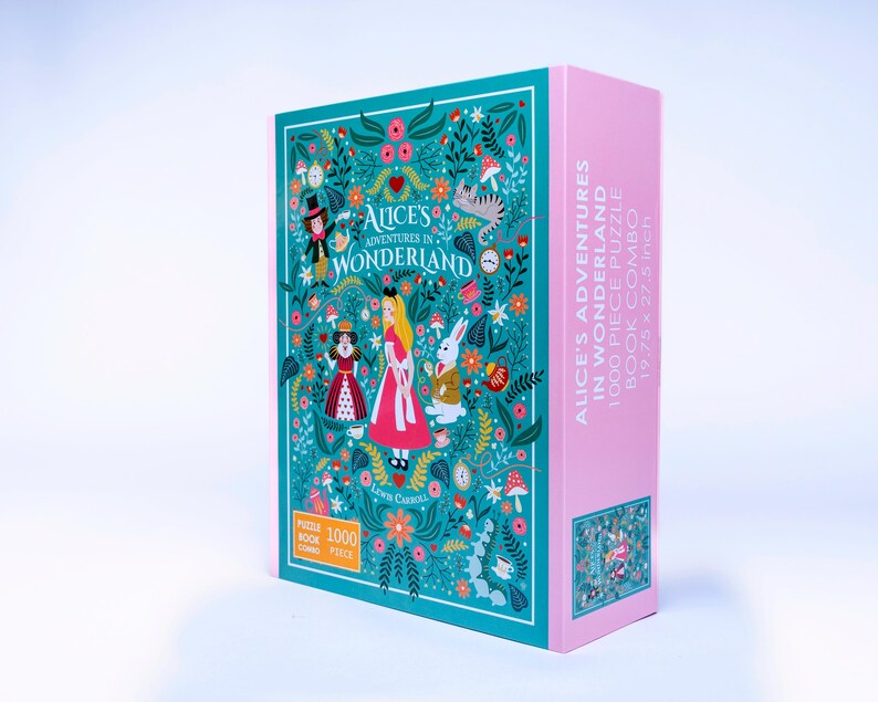 Alice in Wonderland 1000 Piece Jigsaw Puzzle Book Gift Set Storybook ...
