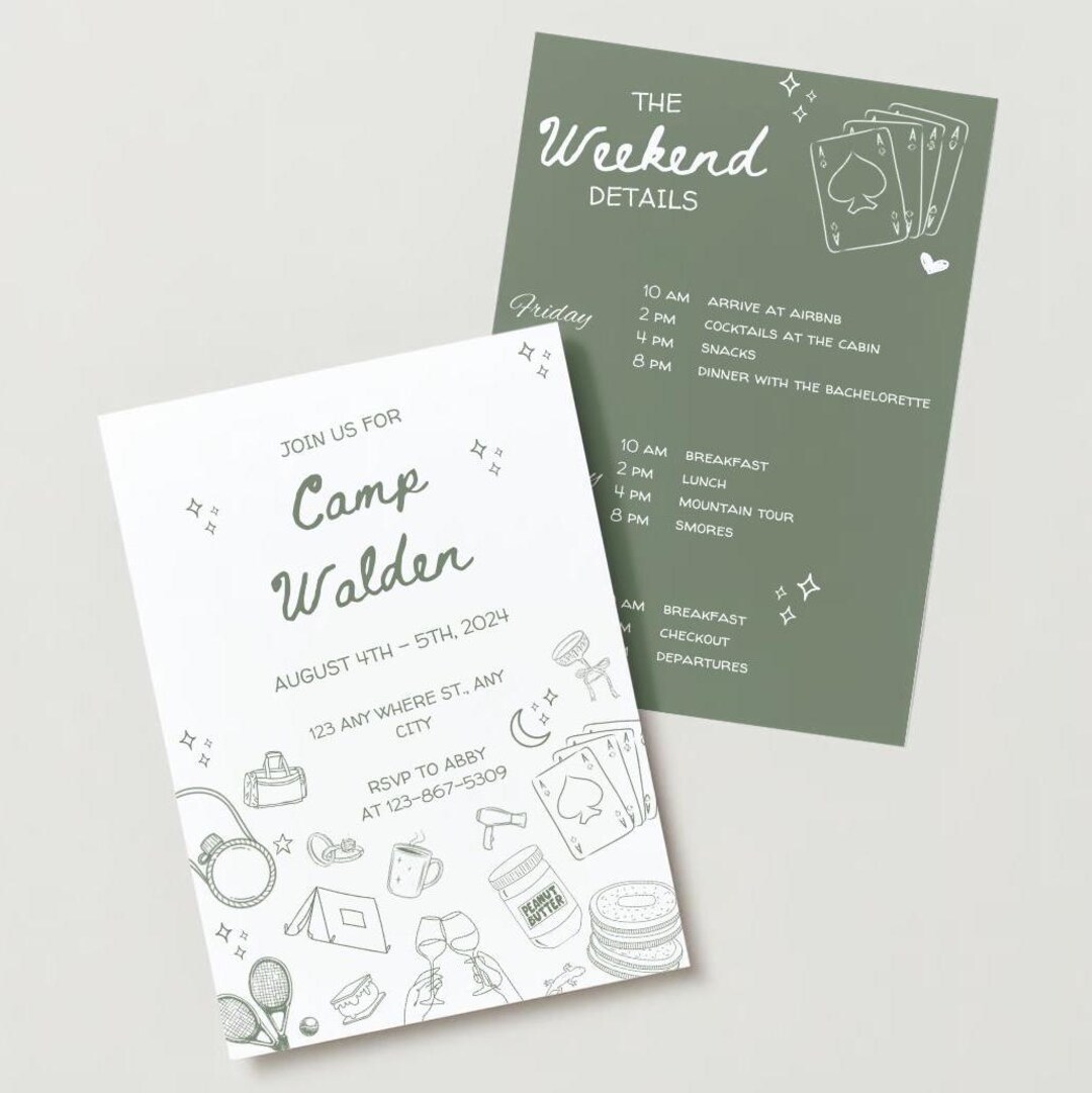 Parent Trap Camp Bachelorette Invitation & Itinerary Template, Perfect ...