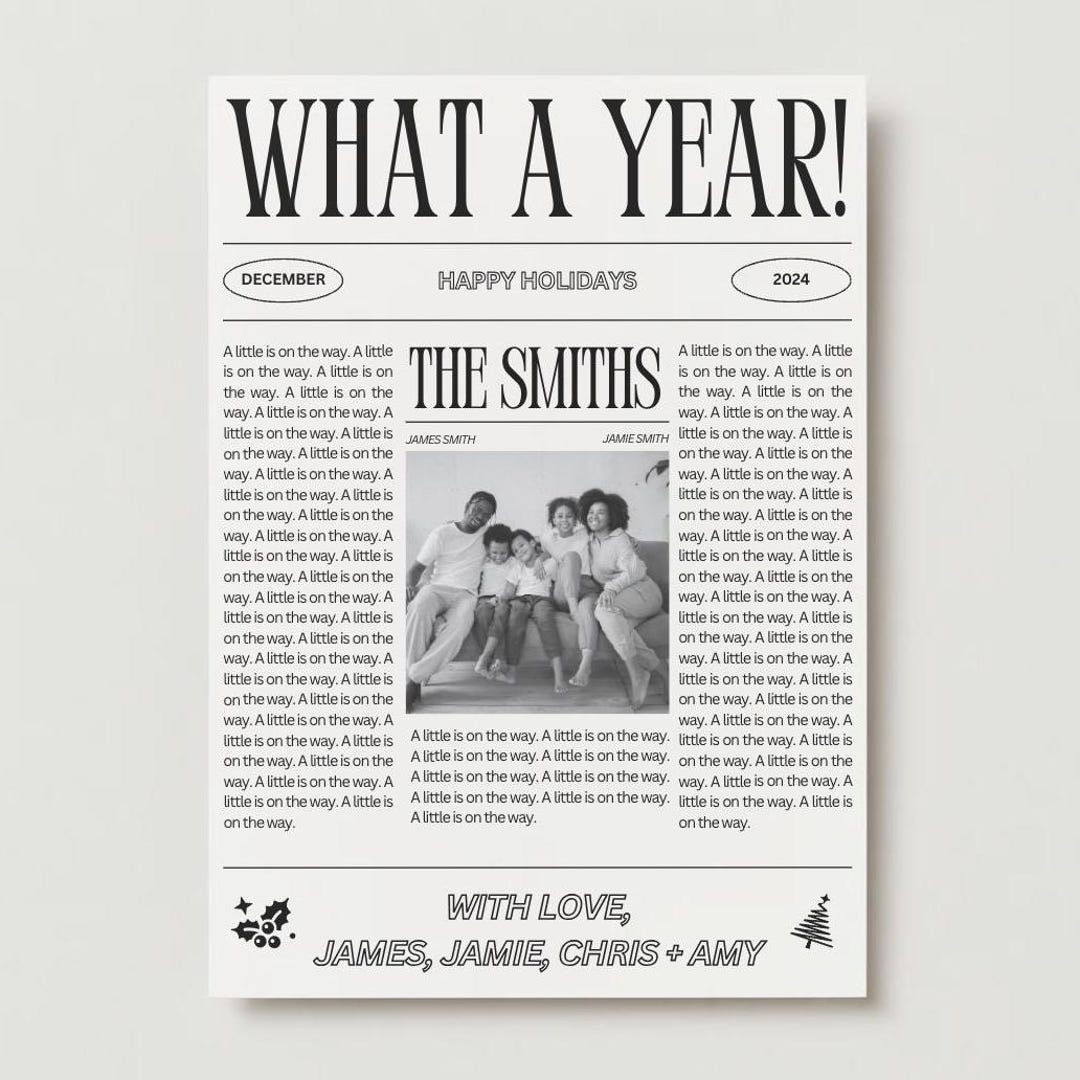 Editable Canva Template: Newspaper-style Christmas Card Vintage Holiday ...
