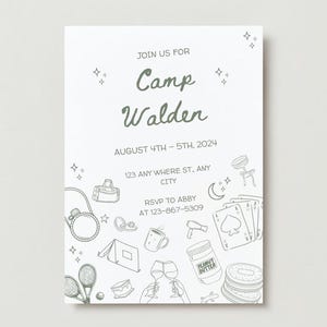 Parent Trap Bachelorette Invitation & Itinerary: Camp Walden Template ...