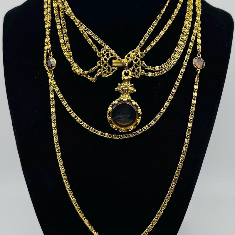 Vintage 60s Long Necklace - Etsy