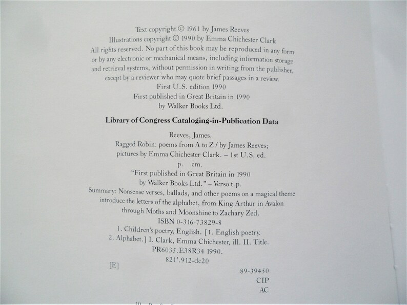 Ragged Robin Poems From A to Z by James Reeves 1990 - Etsy
