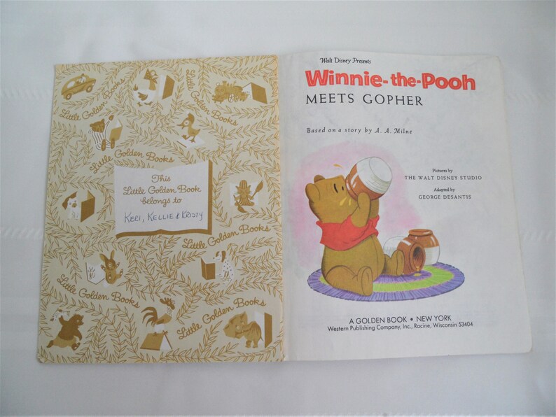 Walt Disney Winnie-the-pooh Meets Gopher Little Golden Book | Etsy