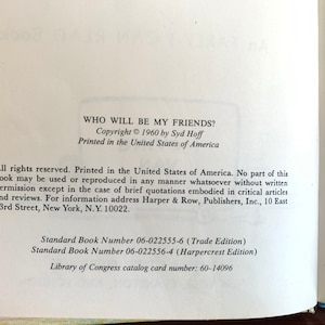 Who Will Be My Friends? Story and Pictures by Syd Hoff Hardcover 1960 ...