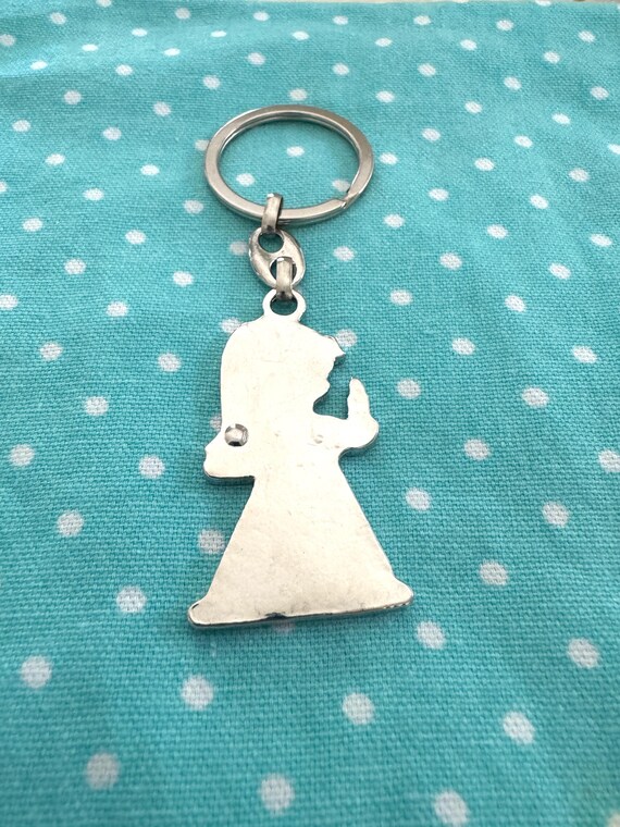 Enameled Girl Holy Communion Keychain - Gem