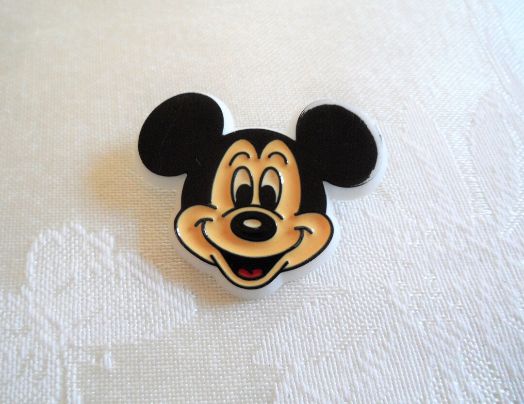 Vintage Disney Plastic Mickey Mouse Face Pin Brooch - Etsy