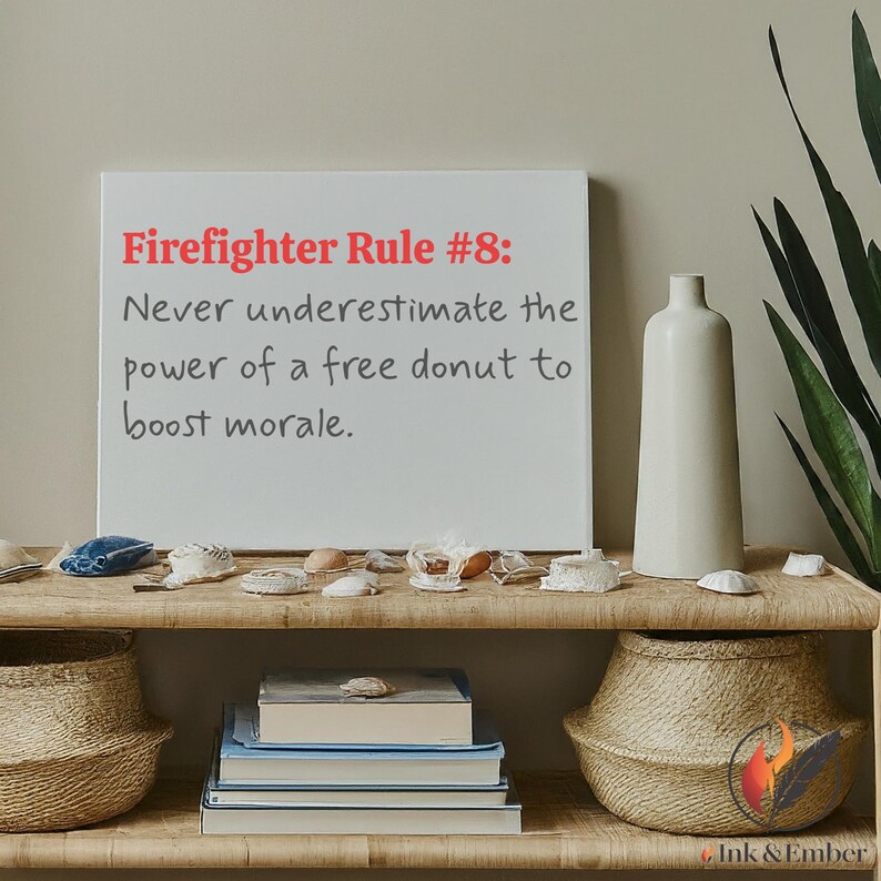 Custom Funny Canvas | Rule #8 Gift With Firefighter Quote | Pick a Size ...
