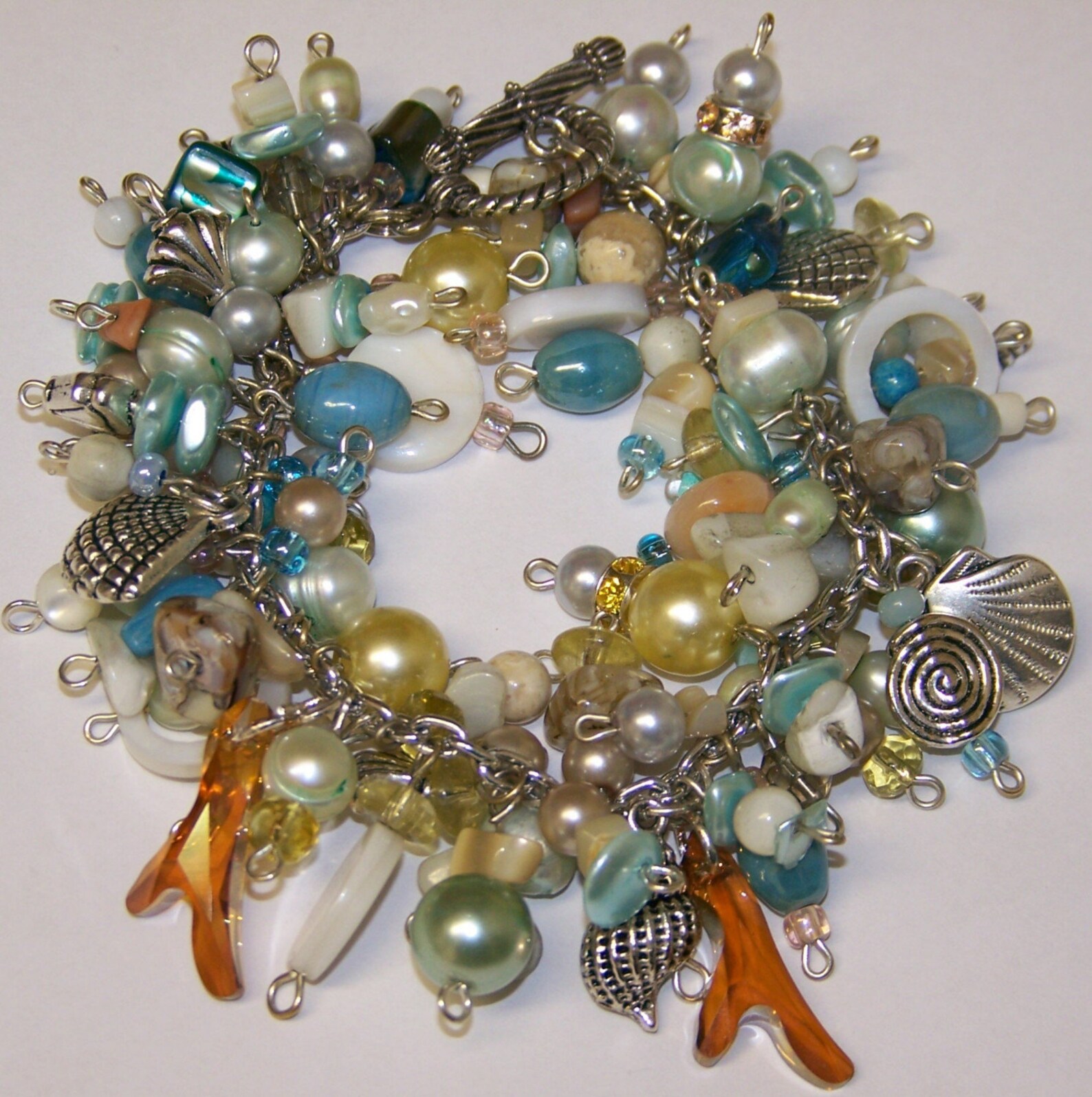 Beaded Cluster Bracelet Silver She Sells | Etsy