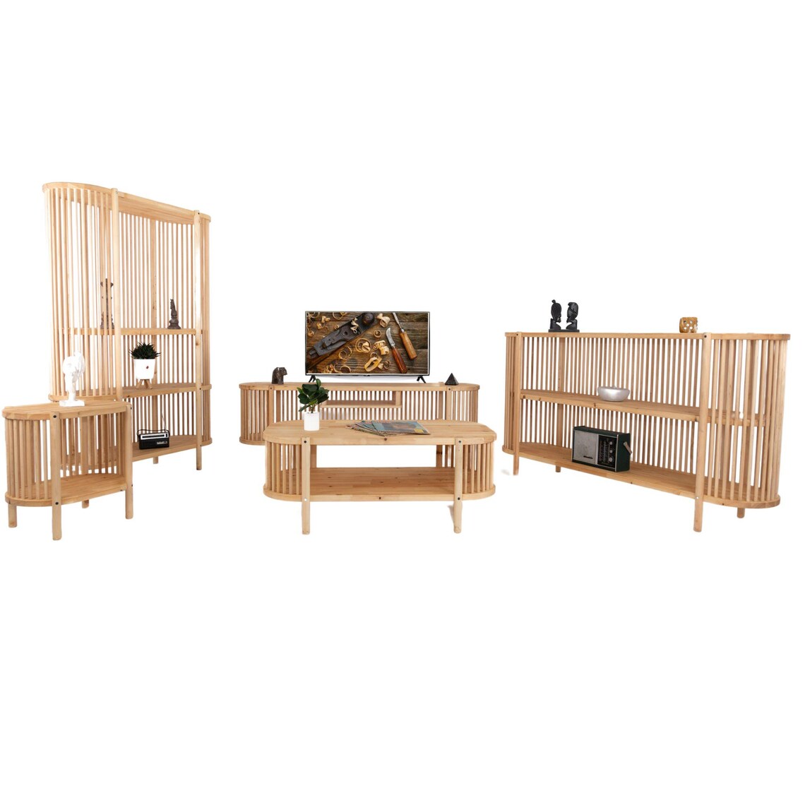 Slatted Solid Wood Console – Handmade Entryway Sideboard – Japandi ...