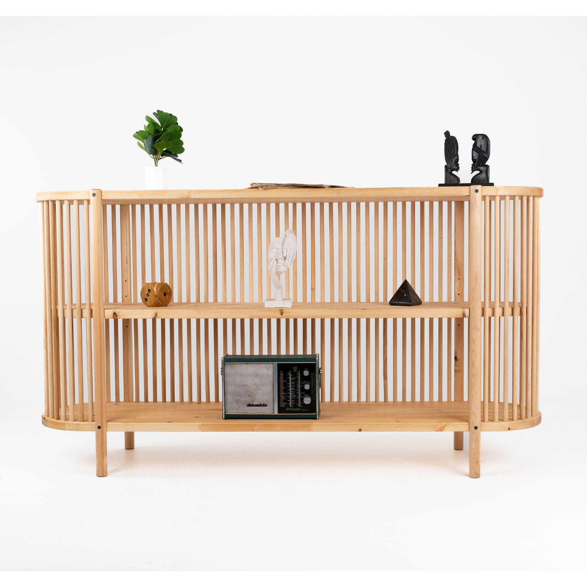 Slatted Solid Wood Console – Handmade Entryway Sideboard – Japandi ...