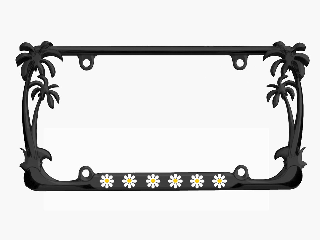 Daisy Flower Style Palm Tree Metal License Plate Frame Auto License ...