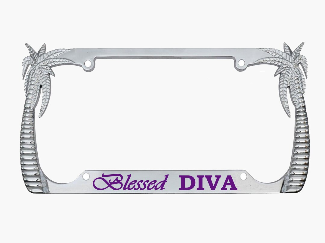 Blessed Diva Style Palm Tree Heavy Duty Metal License Plate Frame/car ...
