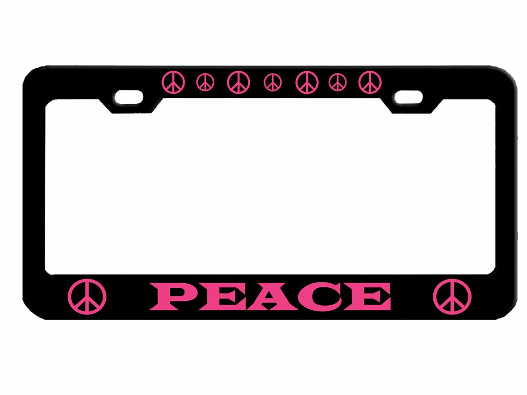 Peace Sign Style Metal License Plate Frame Personalise/car Accessories ...