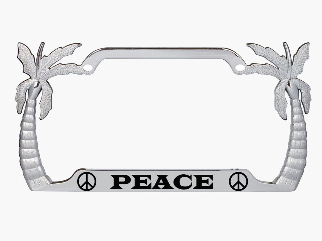Peace Sign Palm Tree License Plate Frame: Personalized Car Tag Holder ...