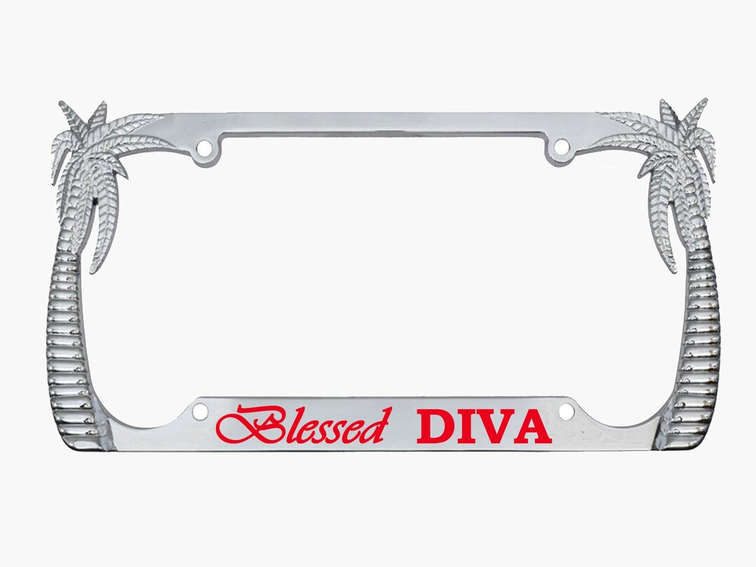 Blessed Diva Style Palm Tree Heavy Duty Metal License Plate Frame/car ...
