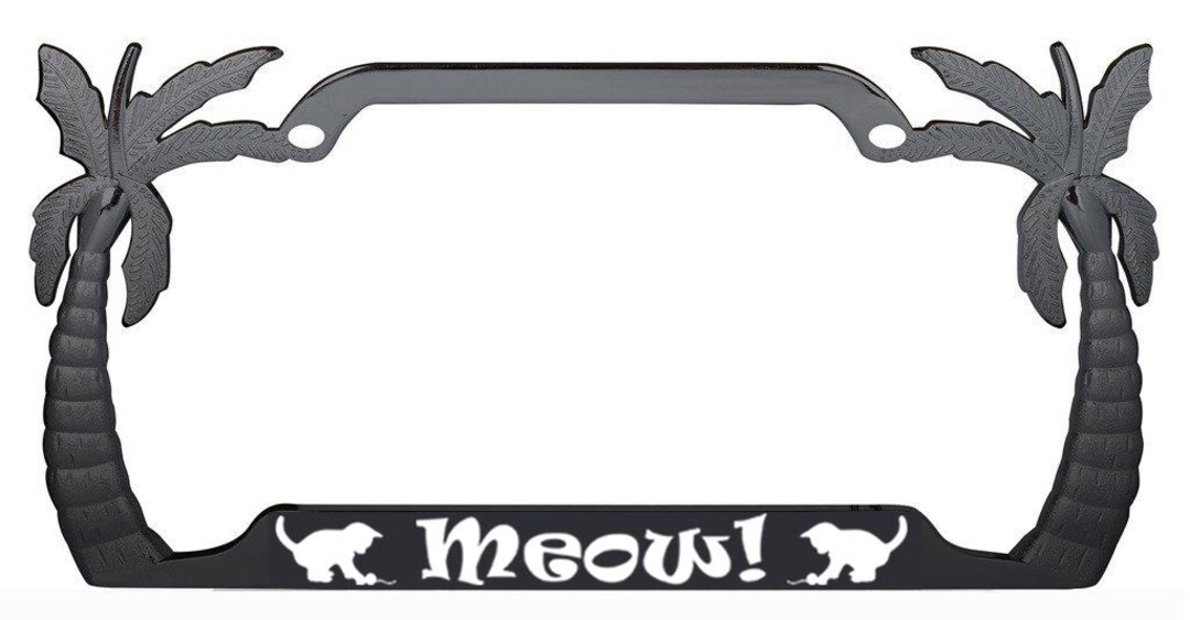Meow! Cat Palm Tree Style Metal License Plate Frame Personalized / Car ...