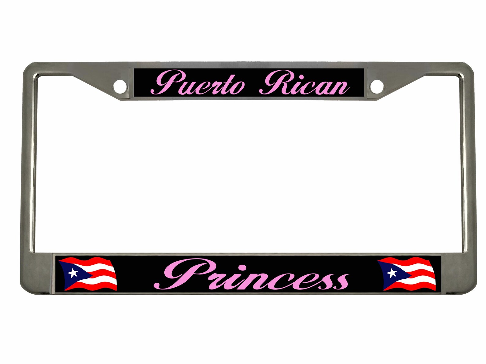 Puerto Rican Princess License Plate Frame: Chrome-plated Car Tag Holder ...