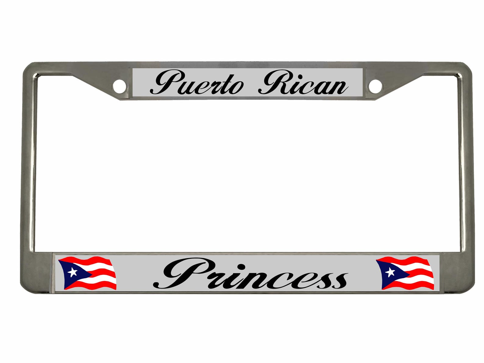 Puerto Rican Princess License Plate Frame: Chrome-plated Car Tag Holder ...