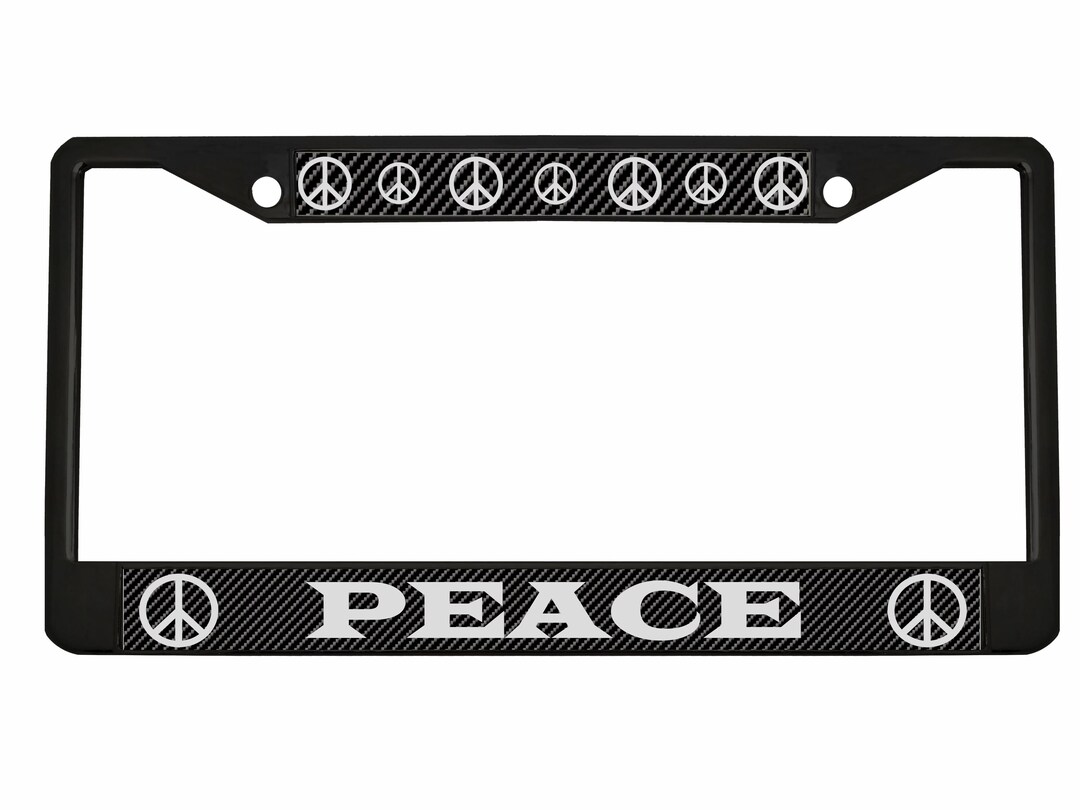 Peace Sign With Letter Designed Metal Car License Plate Frame Auto Tag ...