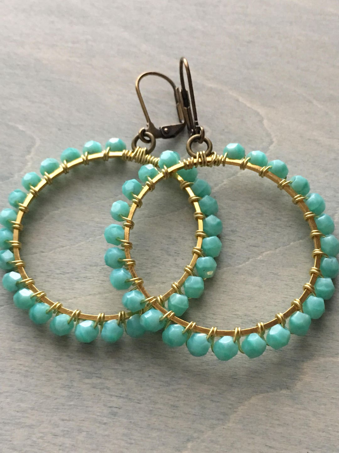 Turquoise Drop Hoops Dangle Earrings - Etsy