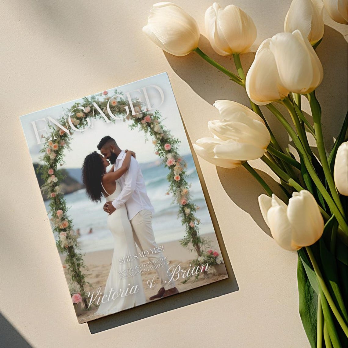 Customizable Editable Engagement Announcement Magazine Cover Editable ...
