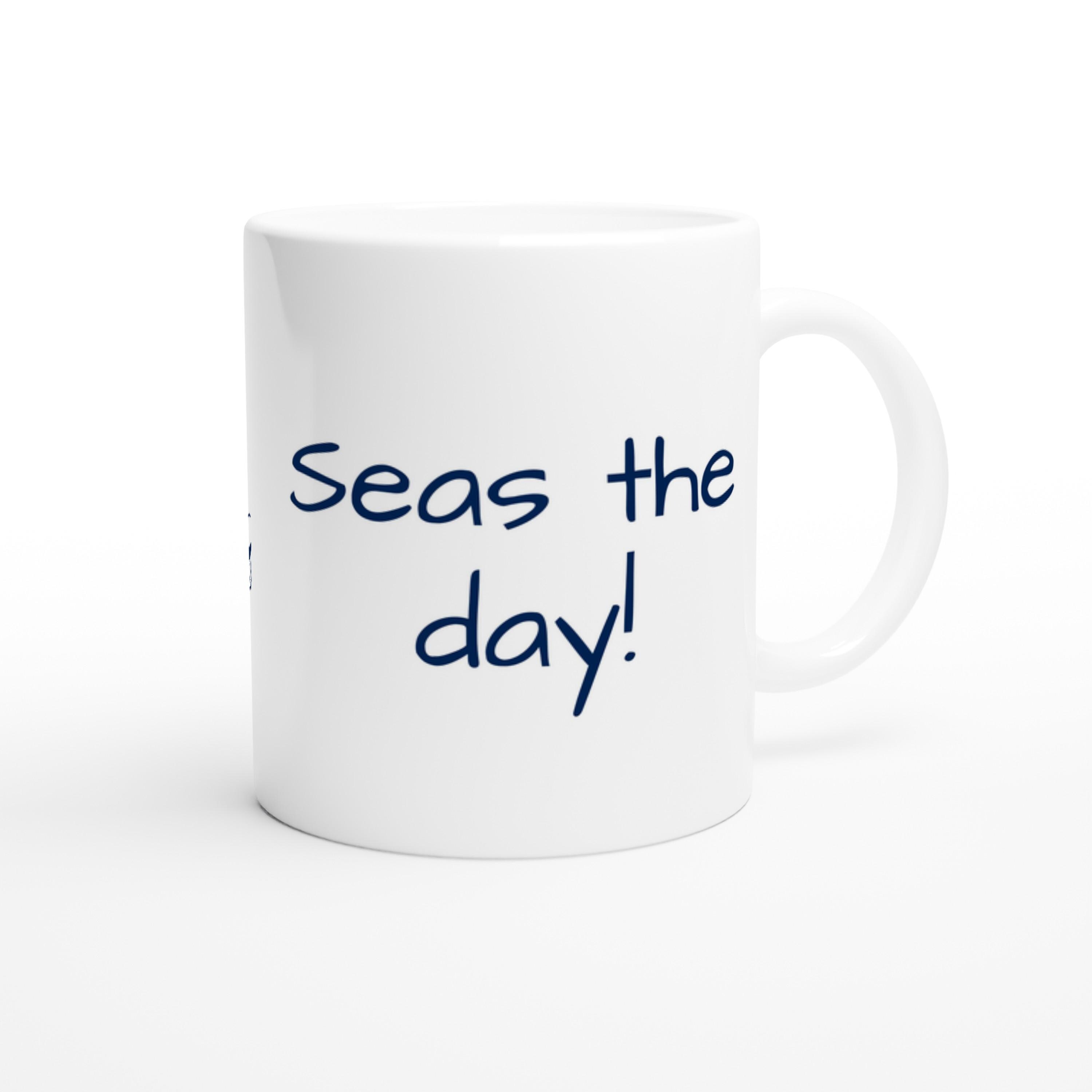 Seas the Day Funny Nautical Mug - Personalized Captain Gift for Boat ...