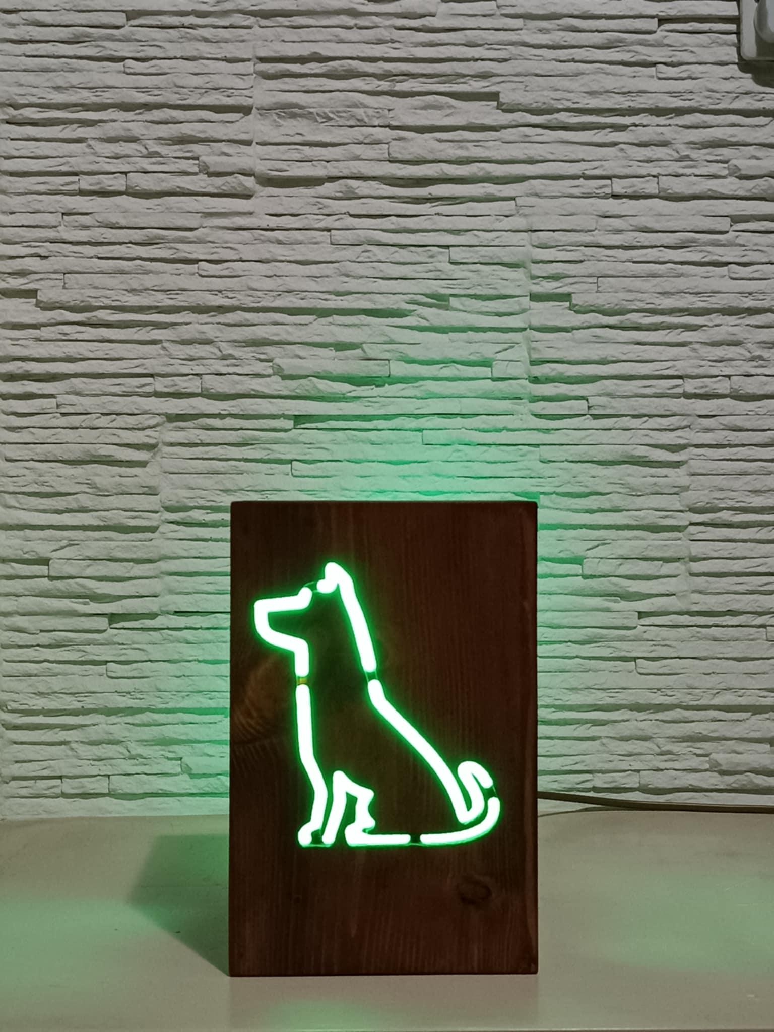 Rustic Bedside Lamp, Dog Shaped Lamp, Bedside Night Light, Wooden Desk ...