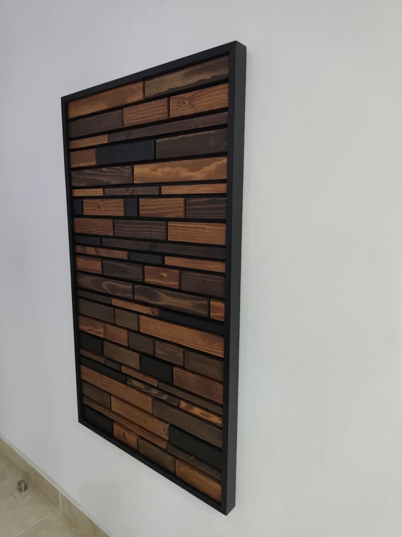Modern Rustic Wood Wall Art | 3D Wooden Panel Decor | Geometric Wall ...