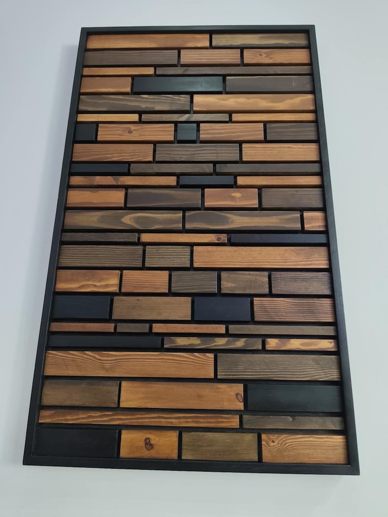Modern Rustic Wood Wall Art | 3D Wooden Panel Decor | Geometric Wall ...