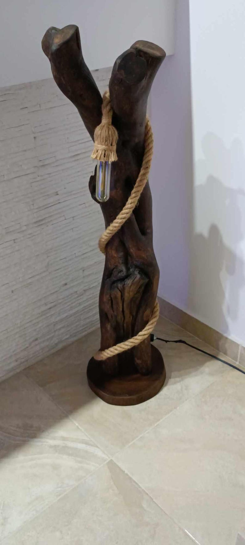 Handmade Olive Wood Floor Lamp: Rustic Tree Trunk Sculpture Lamp - Etsy