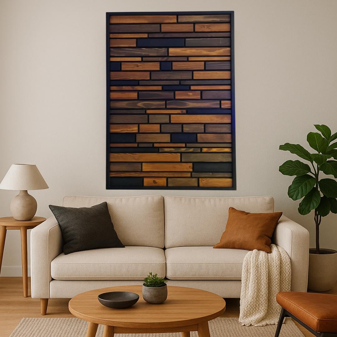 Modern Rustic Wood Wall Art | 3D Wooden Panel Decor | Geometric Wall ...