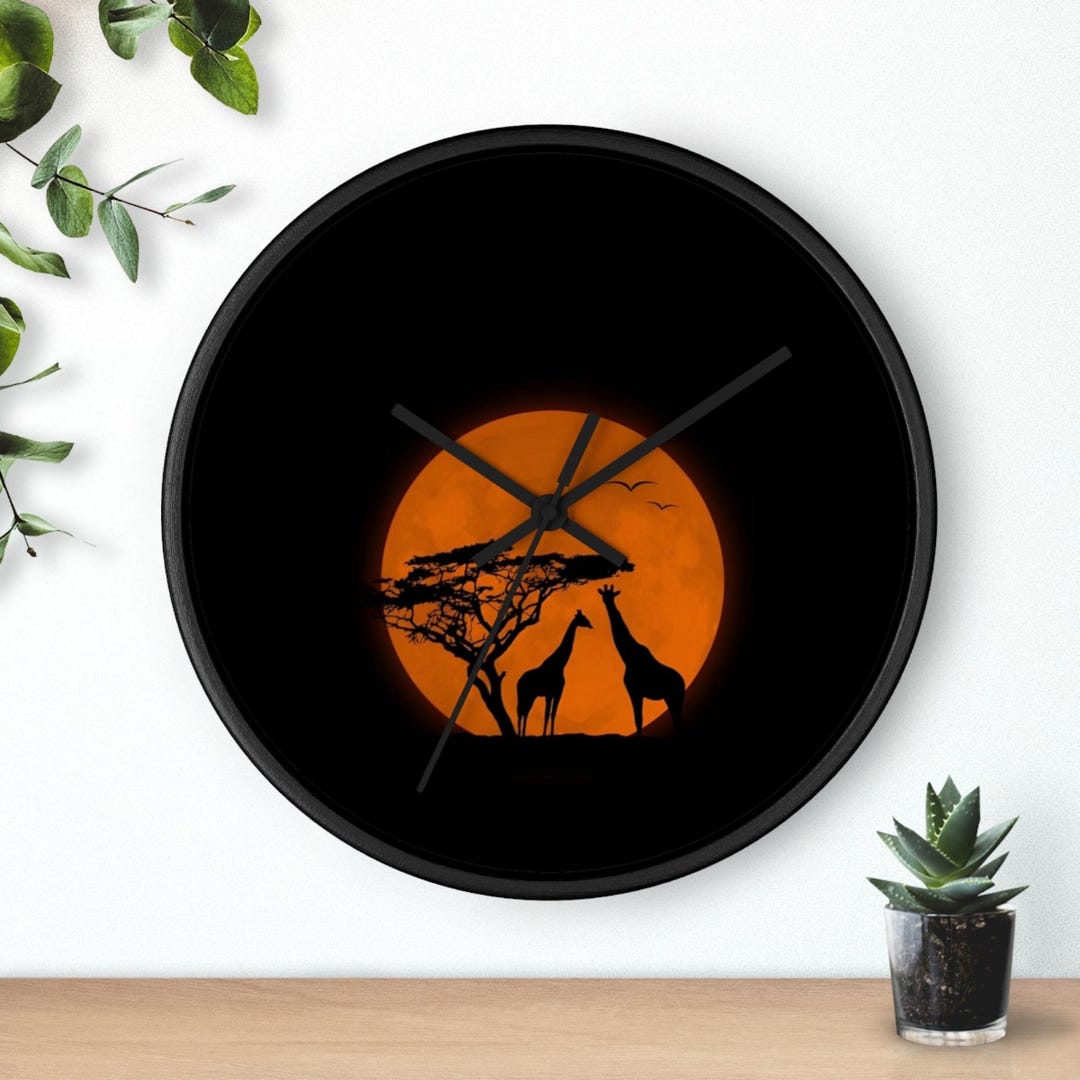 Safari Wall Clock | Jungle Animal Print Clock | Wildlife Theme Home ...
