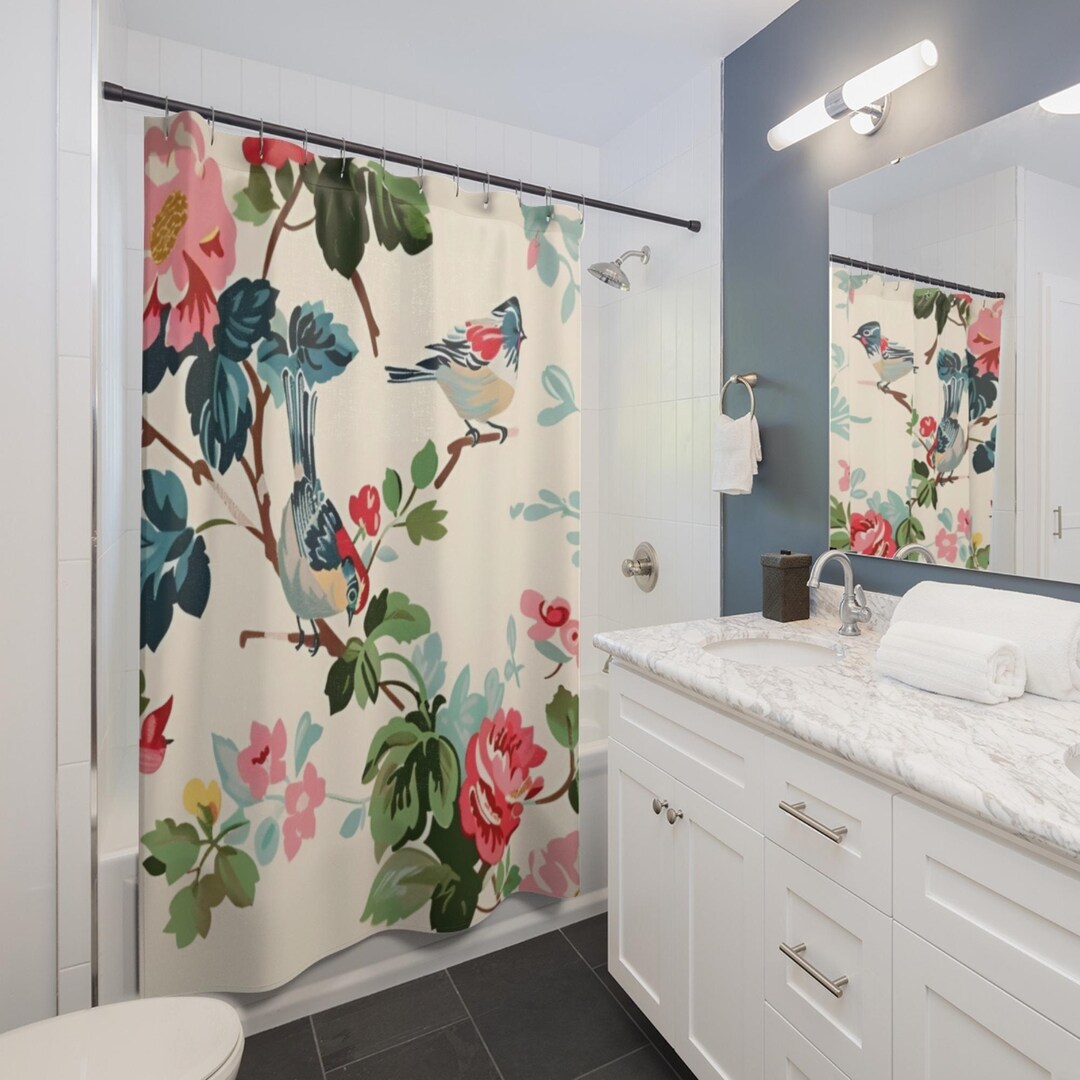 Watercolor Birds Shower Curtains, Bathroom Decor, Colorful Bird Design ...