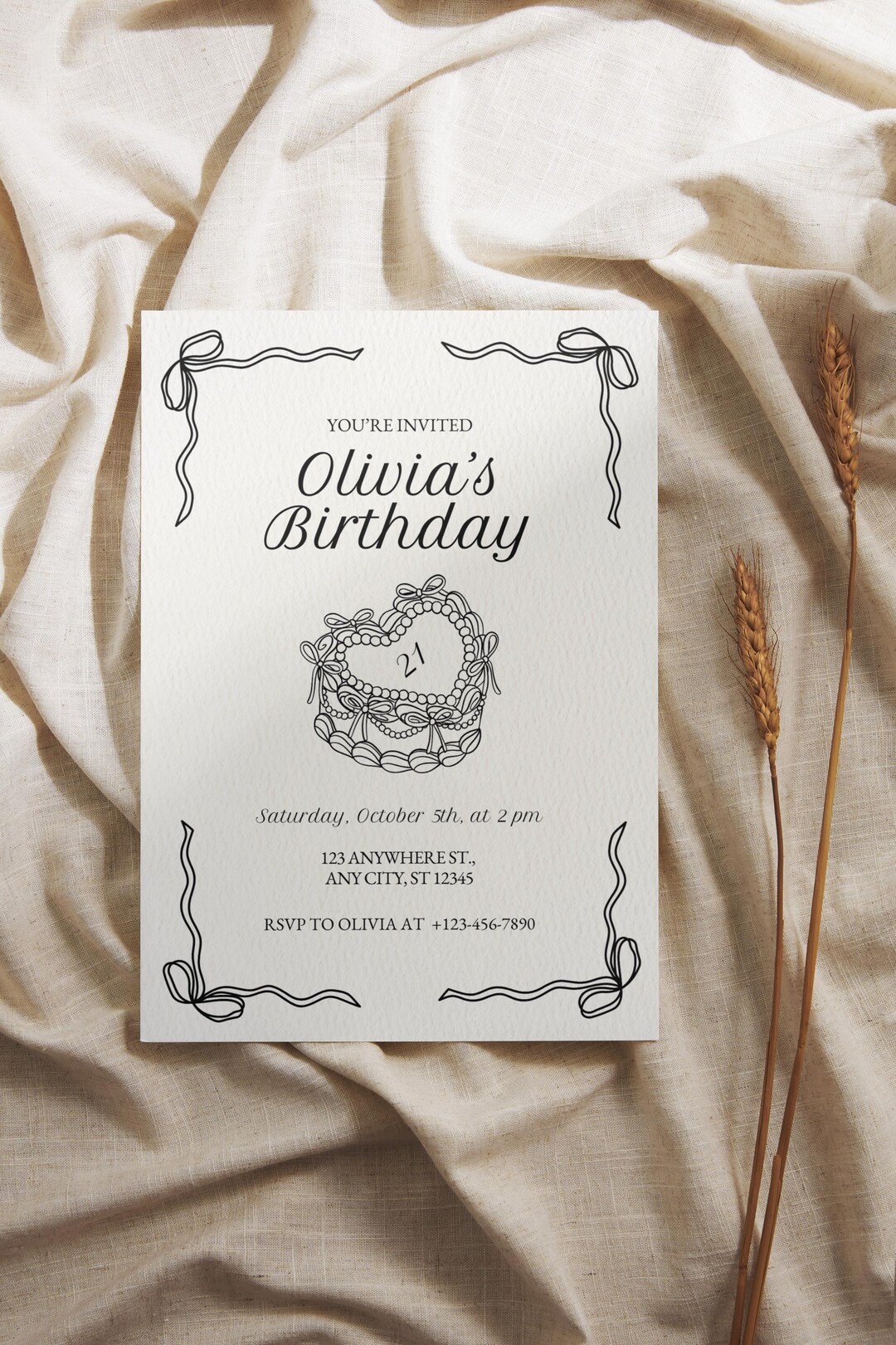 Printable Birthday Invitation, Digital Download, Minimalist Invite ...
