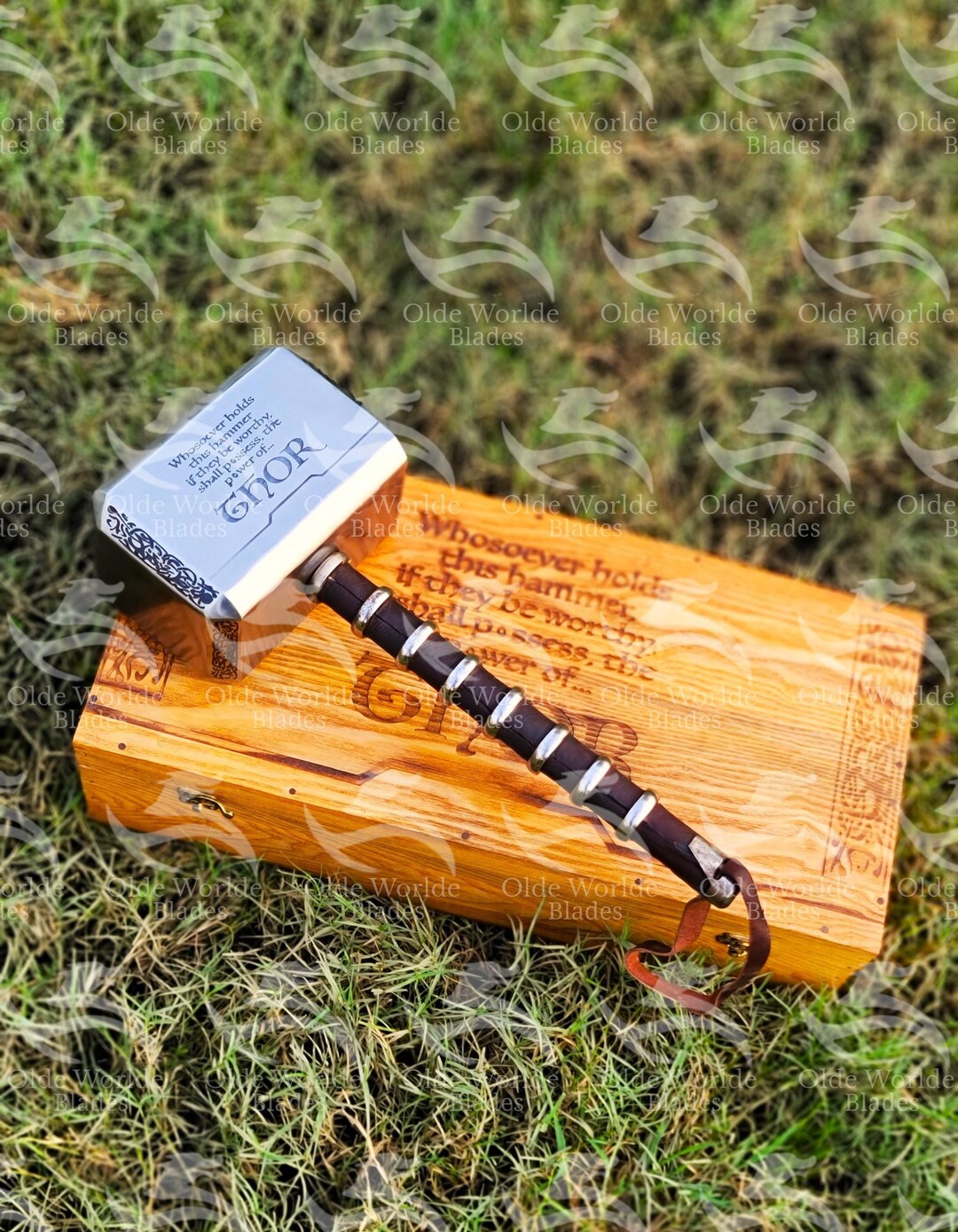 Hand Forged Stainless Steel Mjolnir Thor Hammer Replica With Leather ...