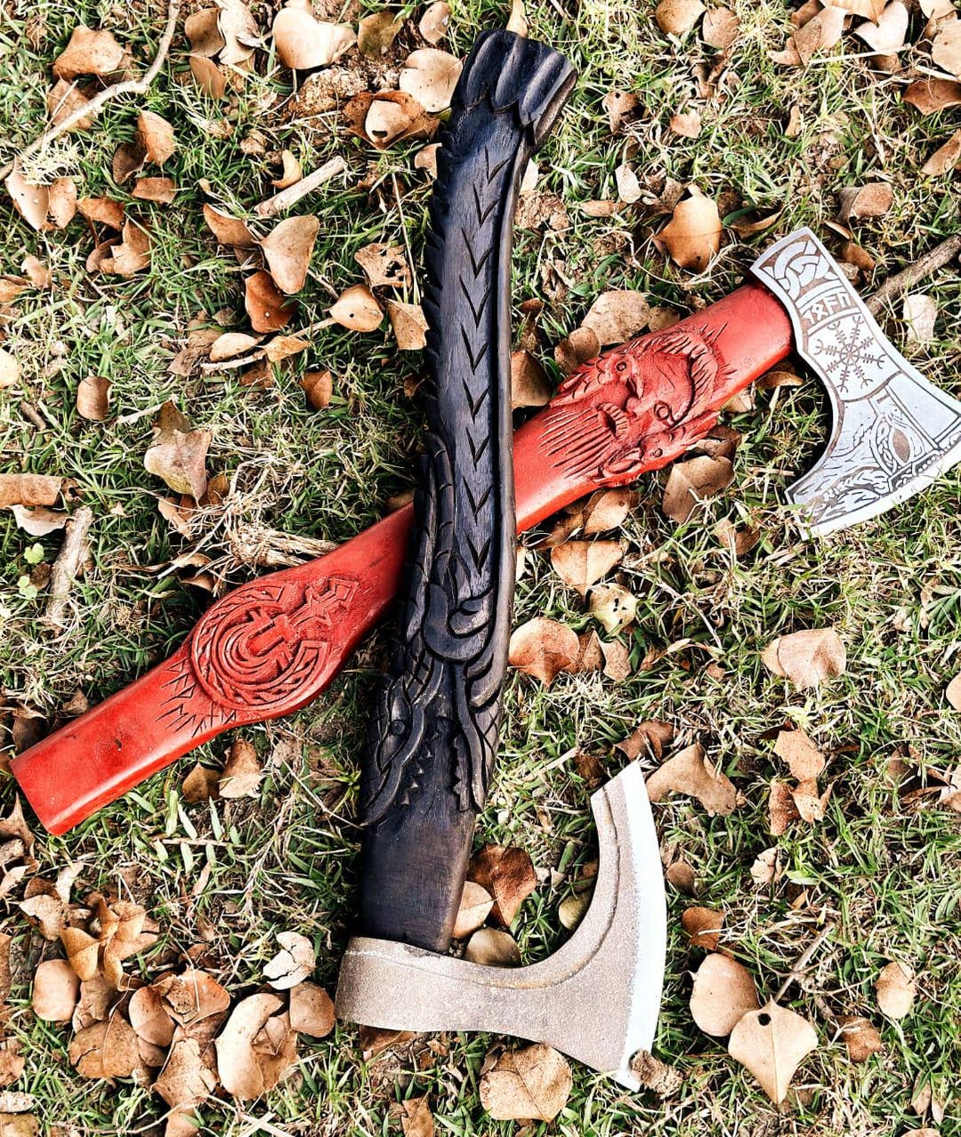 Odin Style Viking Axe With Freya Carving on Handle – Fully Historical ...