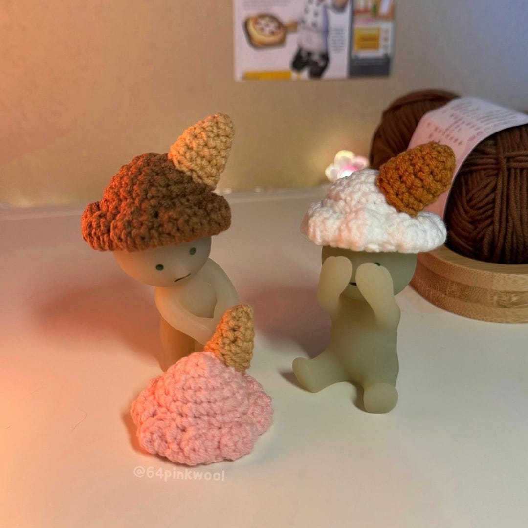 Smiski Hat - Ice Cream! Handmade Crochet Hats by 64pinkwool - Etsy