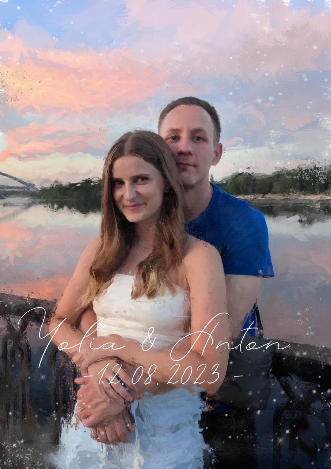 Watercolour Couple Portrait From Photo, Custom Wedding Anniversary ...