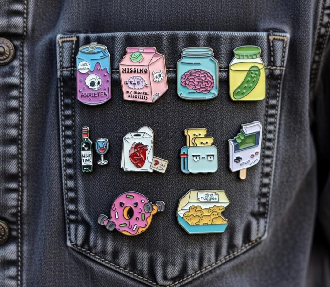 Quirky Food Enamel Pins – Humor, Mental Health, Food & Retro Gaming ...