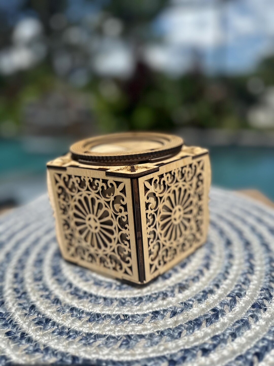 Laser Cut Wooden Iris Opening Jewelry Box - Etsy