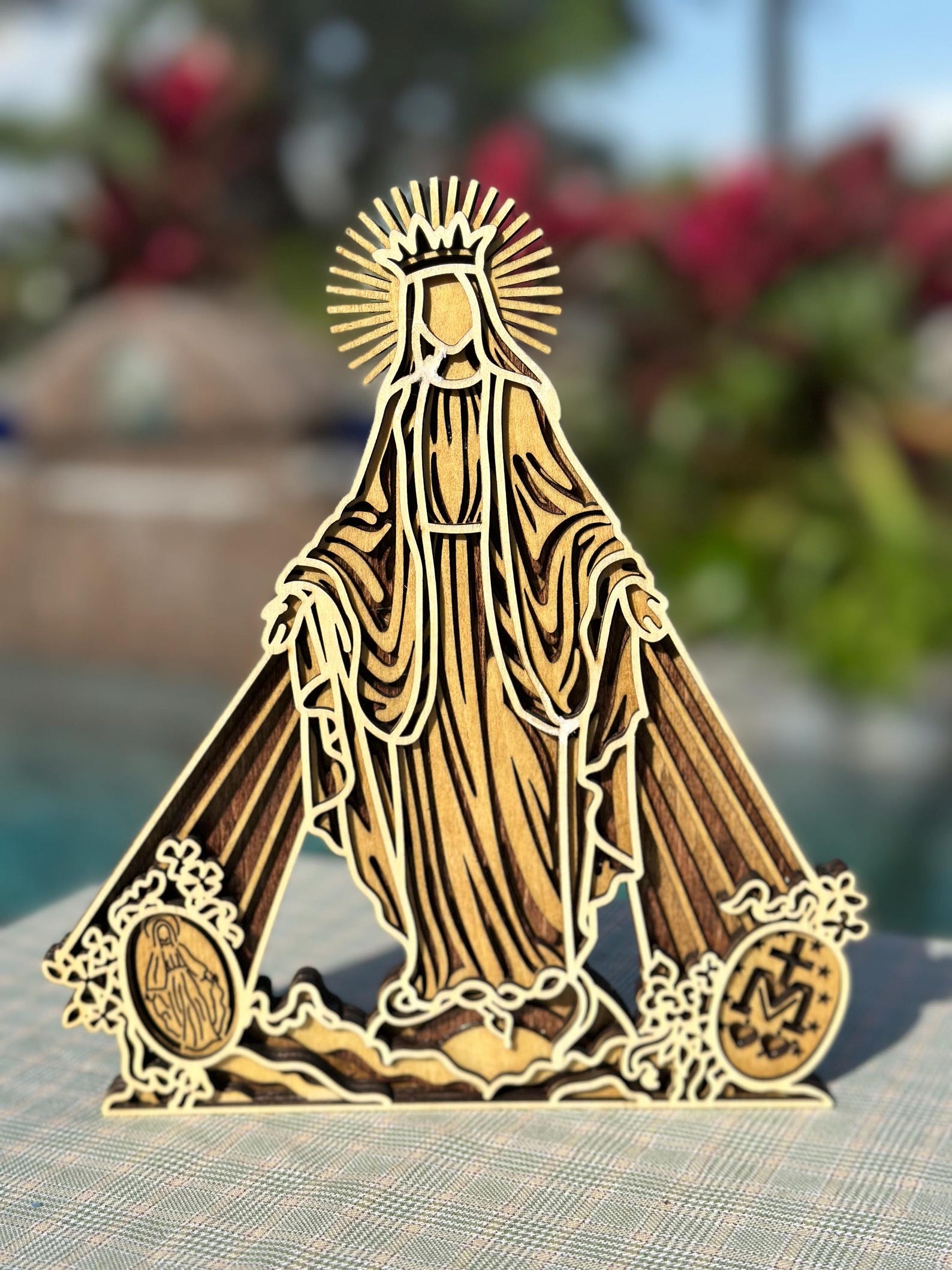 Laser Engraved Wooden Image of the Miraculous Medal Virgin Mary - Etsy