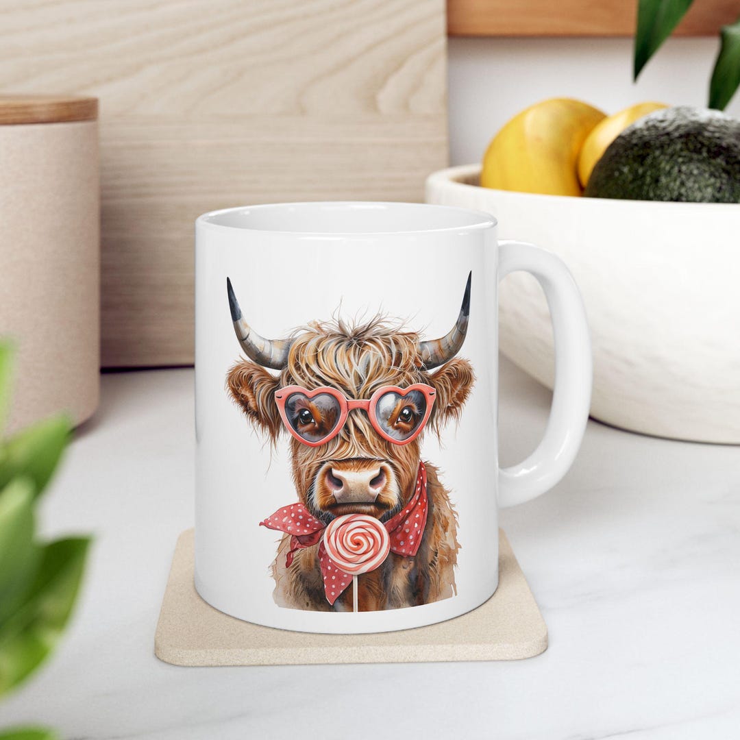 Highland Cow Ceramic Mug, Valentine's Gift, Personalized Coffee Cup ...