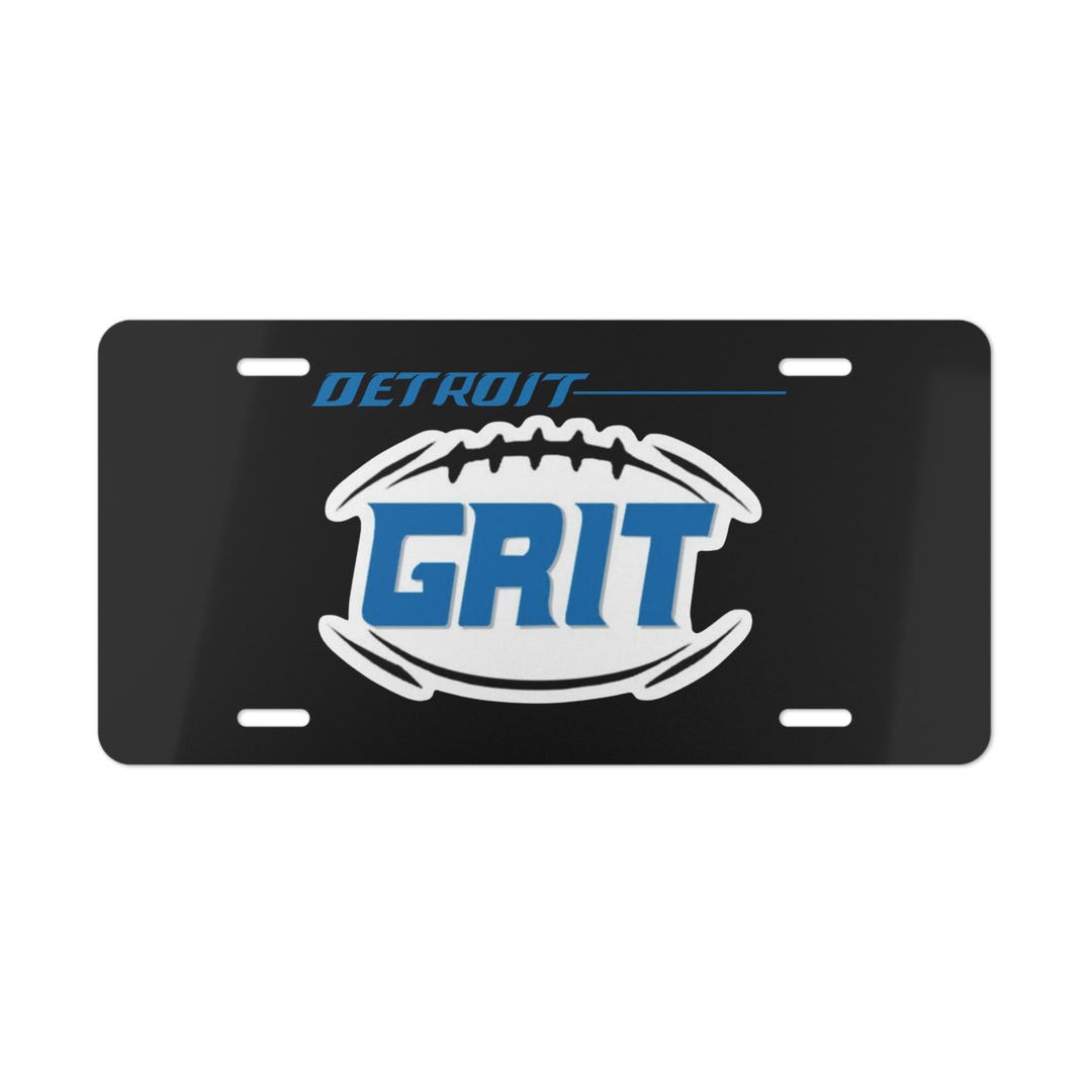 Detroit Grit Football Vanity Plate | License Plate, Lions Football, Car ...
