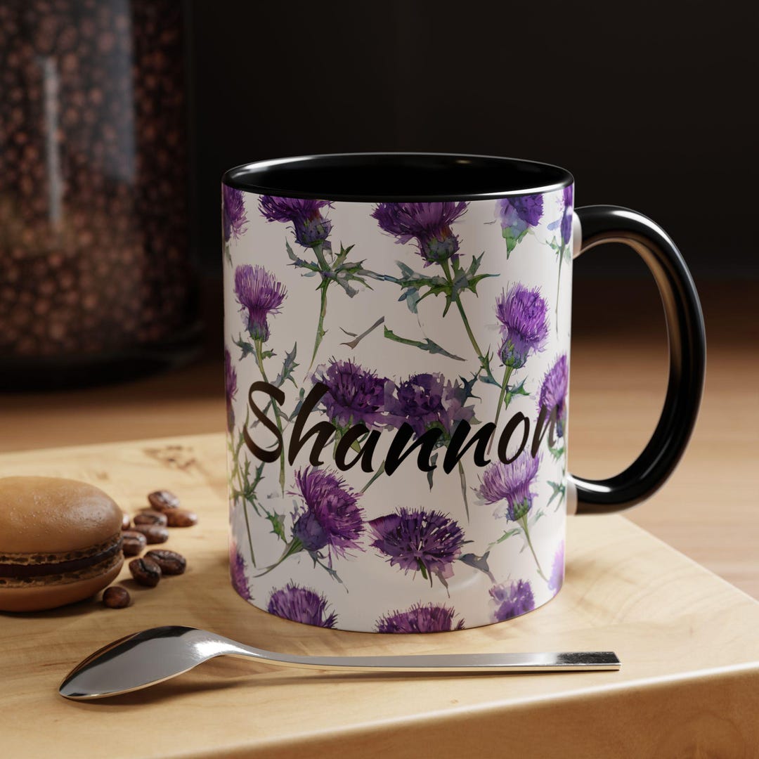 Coffee Mug, Scottish Thistle Design, Tea Cup, Floral Pattern, Gift for ...