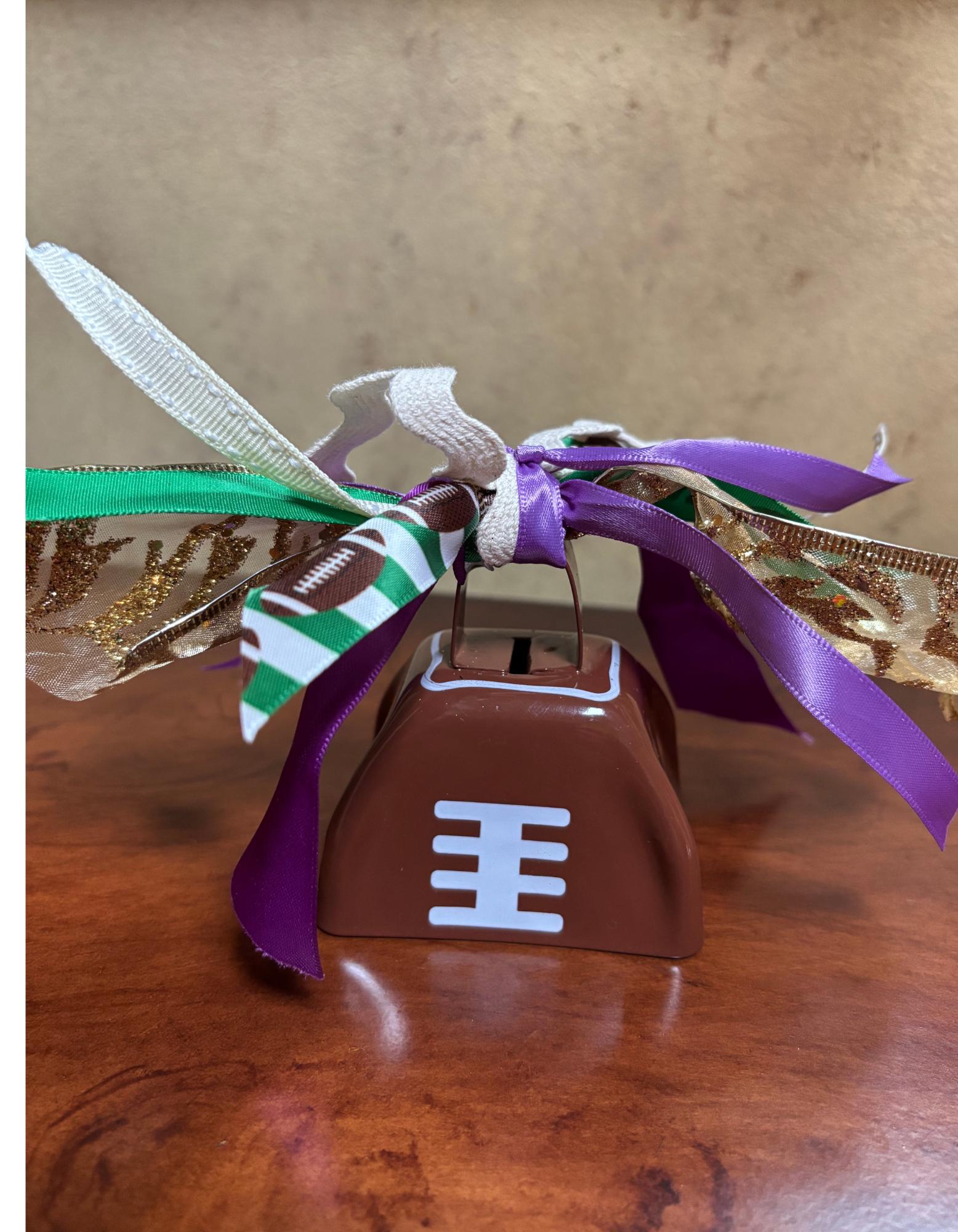 Football Cowbell With Ribbon | Brown Football Lace Cowbell | Game Day ...