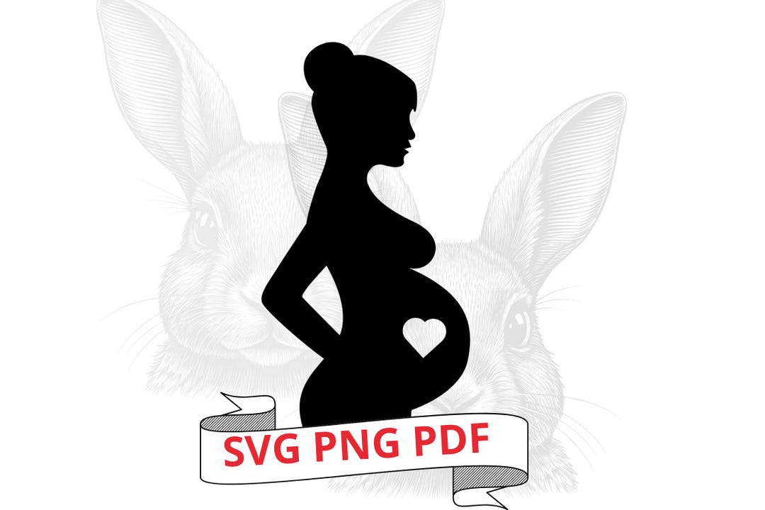 Pregnant Woman Silhouette SVG Maternity Clipart Pregnancy Cut File Baby ...