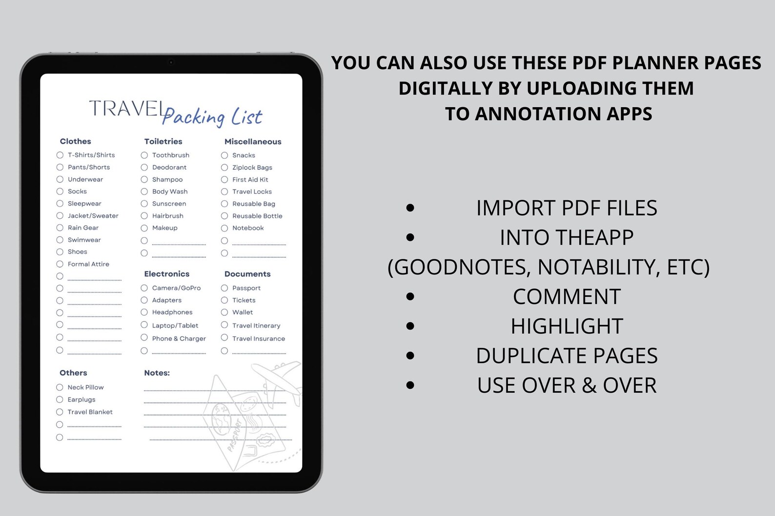 Printable Travel Packing List PDF Organized Packing Checklist for ...