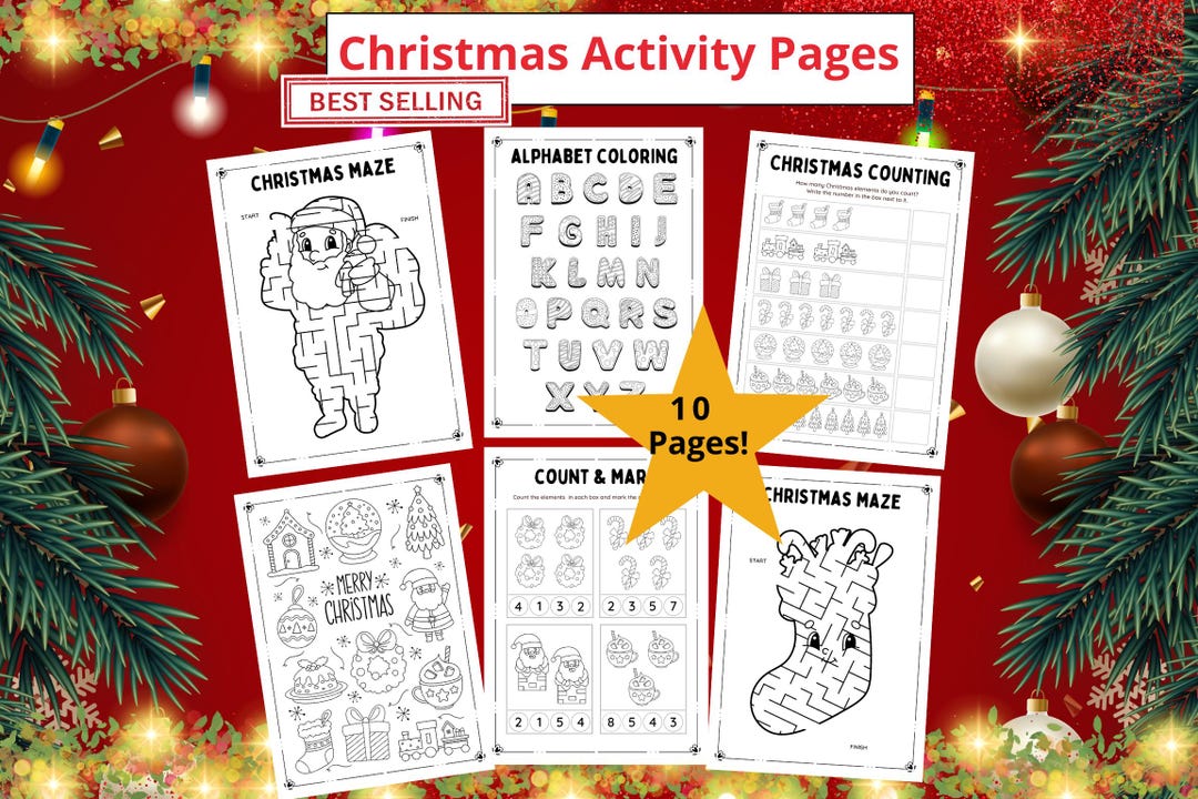 Kids Activity Pack Christmas Printable Fun Games, Coloring Pages ...